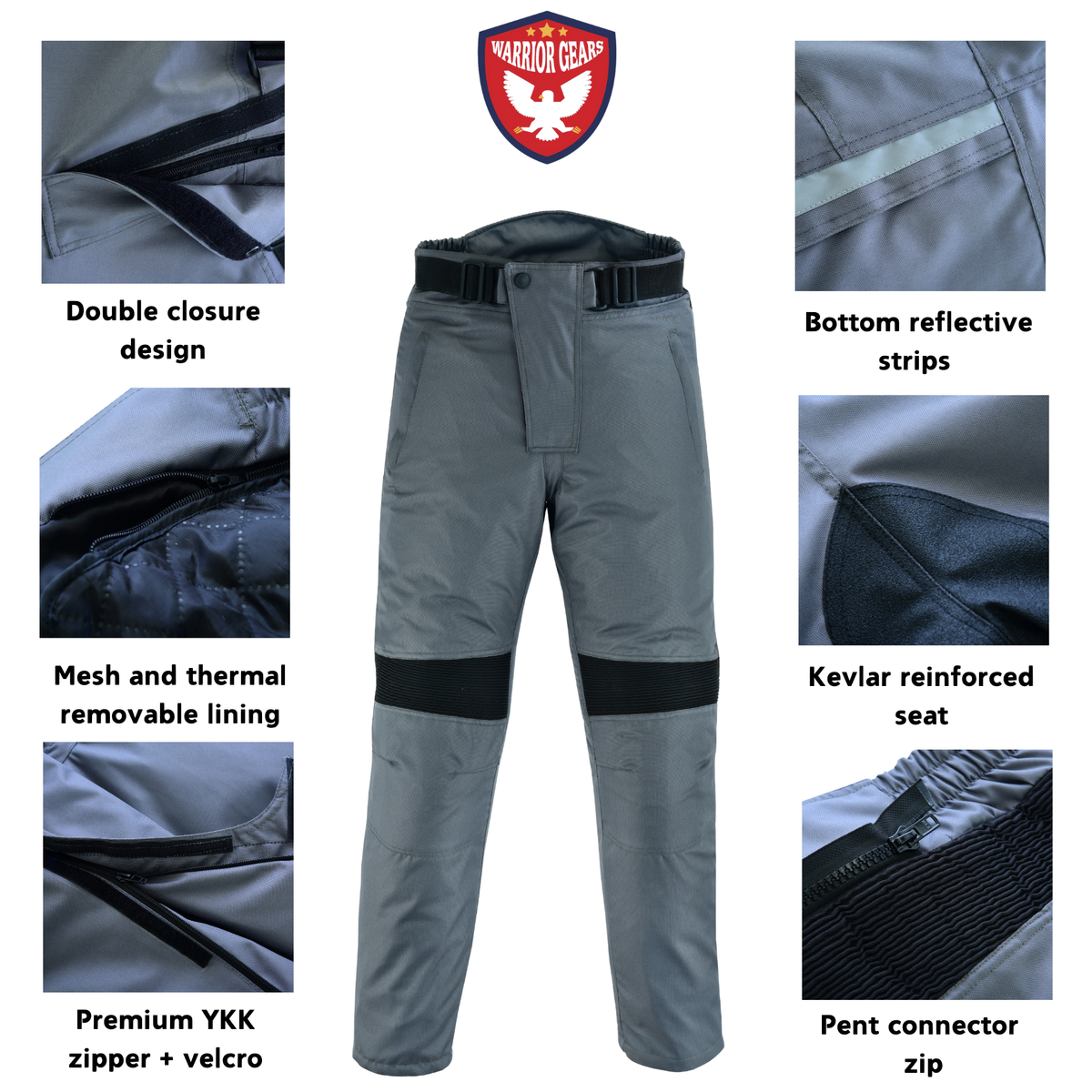 Warrior Gears 3M Motorbike Textile Trousers - gray