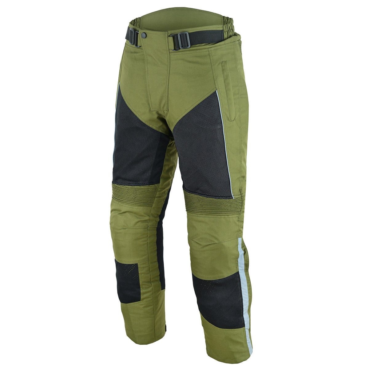 Warrior Gears Mens Air Mesh Motorcycle Trousers With Armours - Olive G