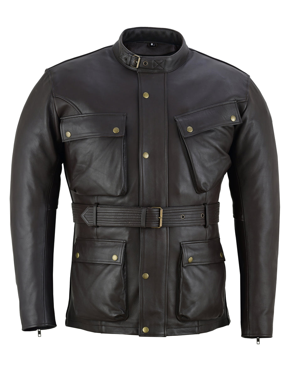Belstaff Style Nappa Leather Biker Jacket – Warrior Gears Men’s CE Armour