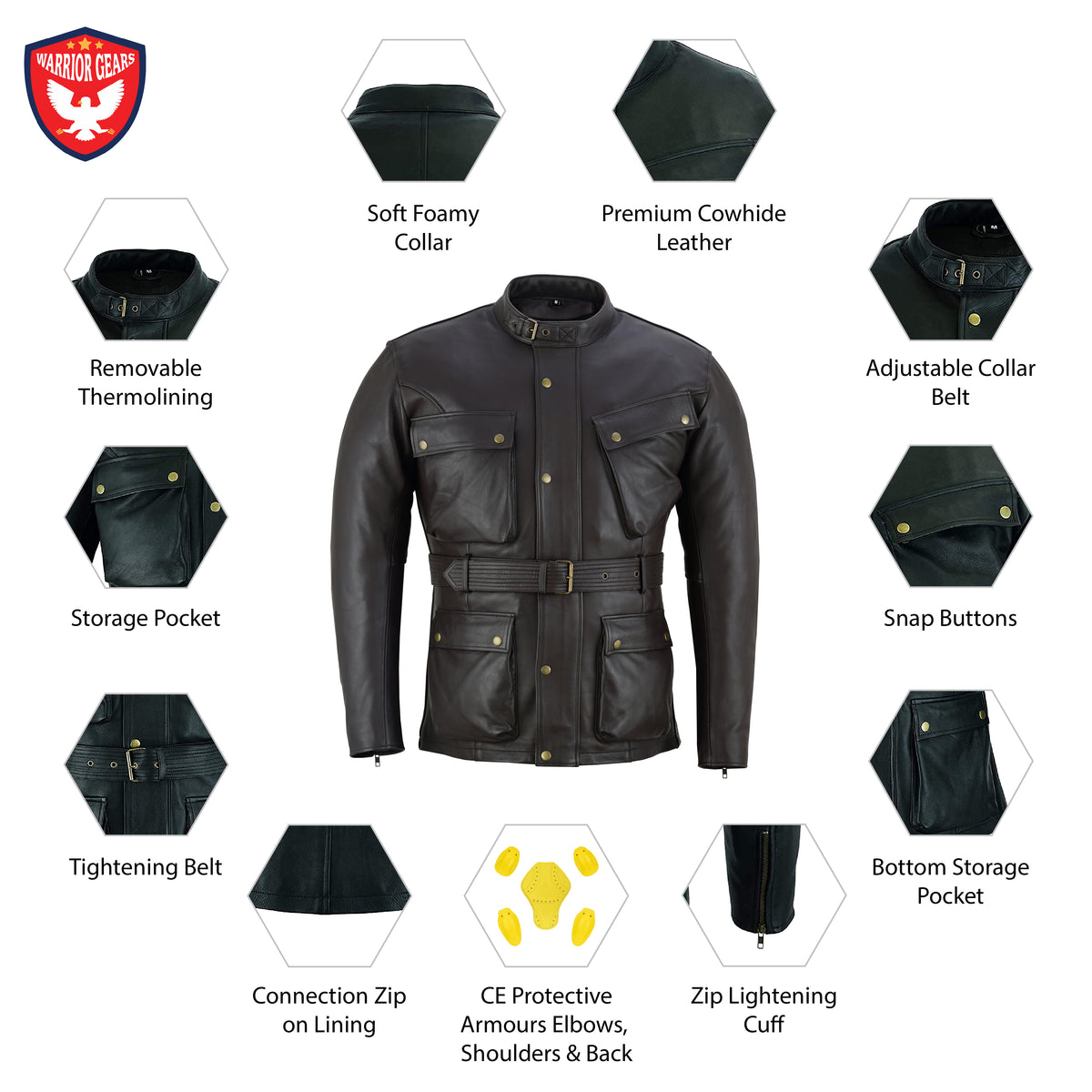 Belstaff Style Nappa Leather Biker Jacket – Warrior Gears Men’s CE Armour