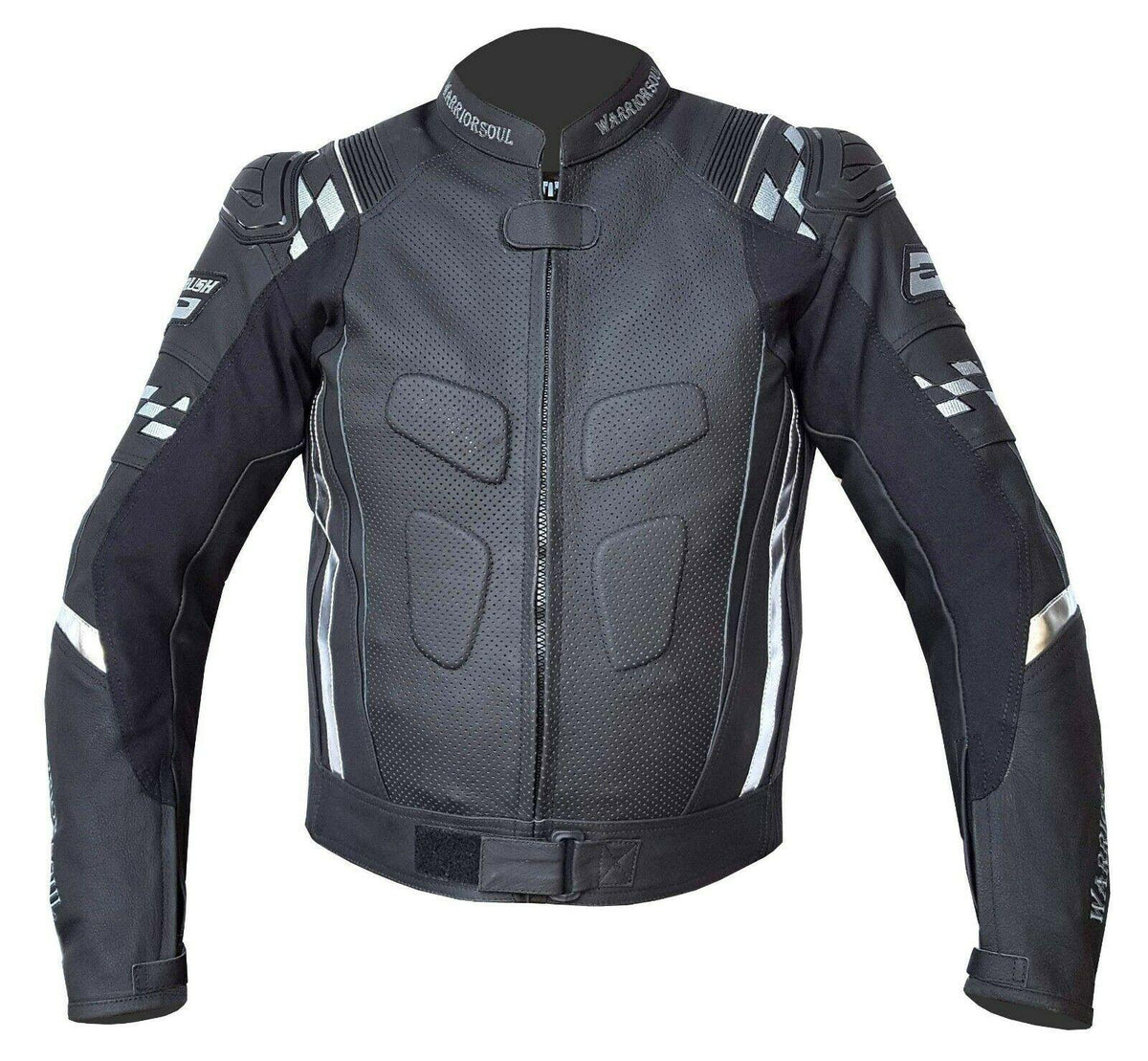 Warrior Gears GP Rush Flag Style Mens Motorcycle 1.2mm Leather Jacket