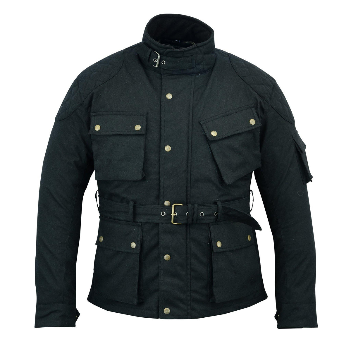Warrior Gears® Mens Waxed Cotton Motorcycle Jacket Wax Motorbike Jackets